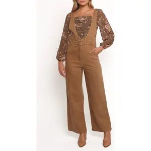 PETAL & PUP Vieve Denim Jumpsuit - Brown