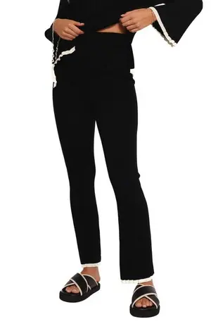 PETAL & PUP Dora Ribbed Ankle Pants - Black