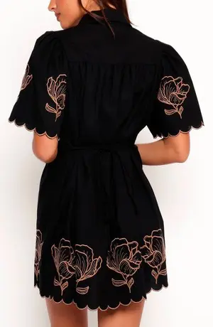 PETAL & PUP Jax Embroidered Floral Mini Shirtdress