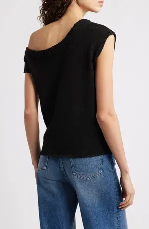 PETAL & PUP Coco One-shoulder Knit Top - Black