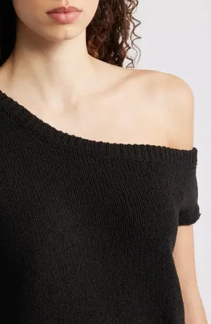 PETAL & PUP Coco One-shoulder Knit Top - Black