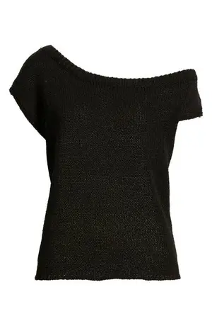 PETAL & PUP Coco One-shoulder Knit Top - Black