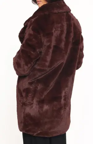 PETAL & PUP Meeka Faux Fur Jacket - Burgundy