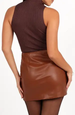 PETAL & PUP Rebecca Faux Leather Wrap Mini Skirt