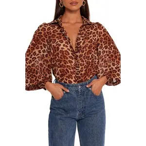 PETAL & PUP Fleetwood Print Button-up Shirt - Leopard
