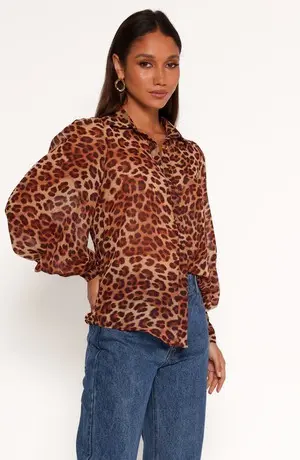 PETAL & PUP Fleetwood Print Button-up Shirt - Leopard
