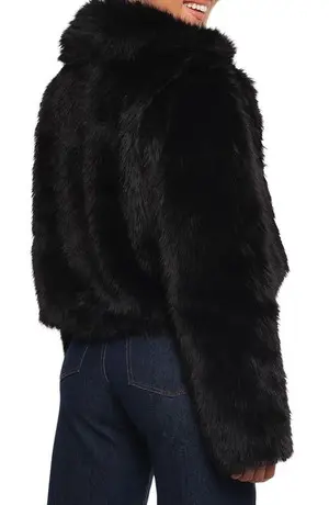 PETAL & PUP Bobbi Faux Fur Jacket - Black
