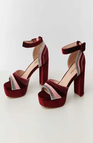 Unique Vintage Peep Toe Platform Pumps Burgundy