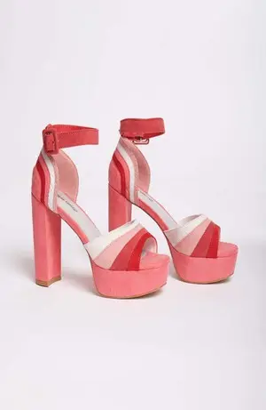 Unique Vintage Peep Toe Platform Pumps Pink