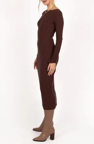 PETAL & PUP Jolene Long Sleeve Rib Maxi Dress