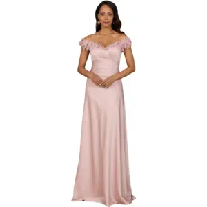 LARA NEW YORK Off Shoulder Satin Gown - Blush