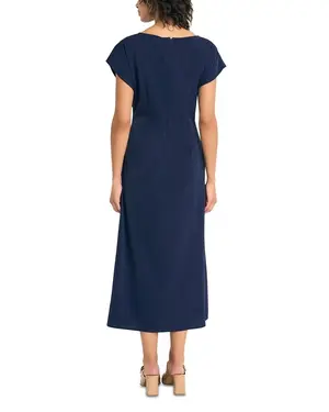 LUXELY Faux Wrap Midi Dress