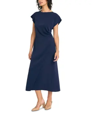 LUXELY Faux Wrap Midi Dress