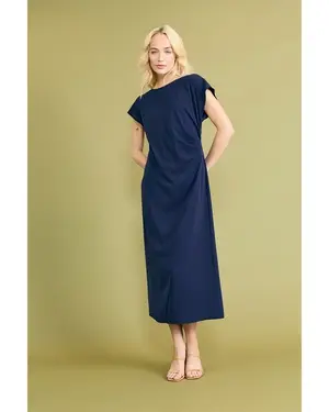 LUXELY Faux Wrap Midi Dress