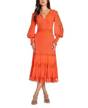 Tadashi Shoji Tadashi Shoji Nyssa Bishop Sleeve Dress Apricot