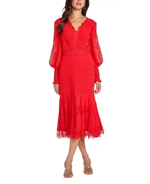 Tadashi Shoji Tadashi Shoji Nyssa Bishop Sleeve Dress Cherry