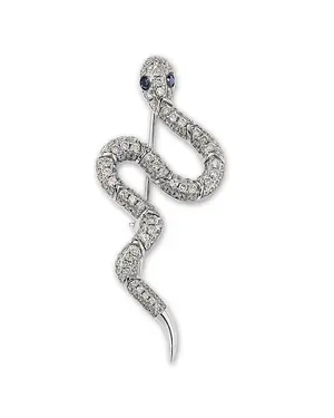 Bloomingdale'S 14k Gold Diamond Snake Brooch, 1.00 Tcw - White