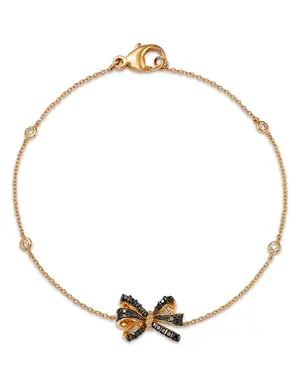 Bloomingdale'S Diamond Bow Pendant Bracelet - Black/gold