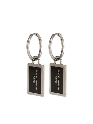 Dolce & Gabbana Logo-plaque Earrings - Silver