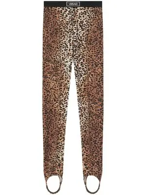 Versace Leopard-print Stirrup Leggings - Blue