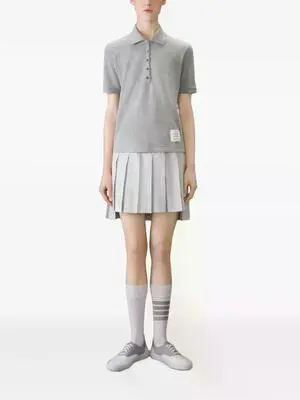 Thom Browne Striped Logo-patch Polo Shirt - Grey