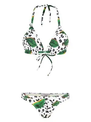 BRIGITTE Leaf-print Bikini Set - White