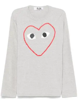 Play Comme Des Garcon Outline Heart-print T-shirt - Grey