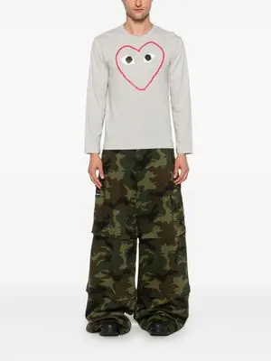 Play Comme Des Garcon Outline Heart-print T-shirt - Grey