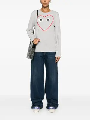 Play Comme Des Garcon Outline Heart-print T-shirt - Grey