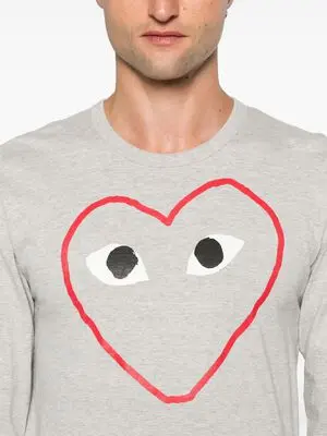 Play Comme Des Garcon Outline Heart-print T-shirt - Grey