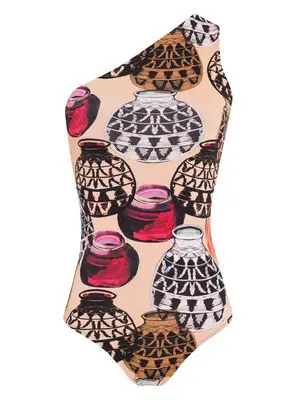 BRIGITTE Graphic-print One-piece Swimsuit - Neutrals