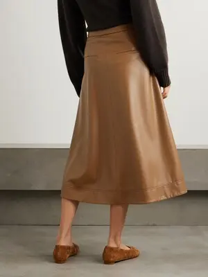 Veronica Beard Louise Faux Leather Midi Skirt