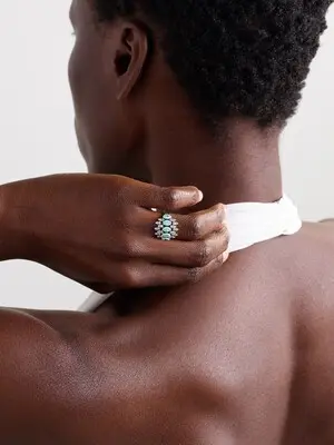 KAMYEN 18-karat White Gold, Diamond And Enamel Ring