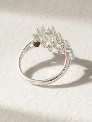 KAMYEN 18-karat White Gold, Diamond And Enamel Ring
