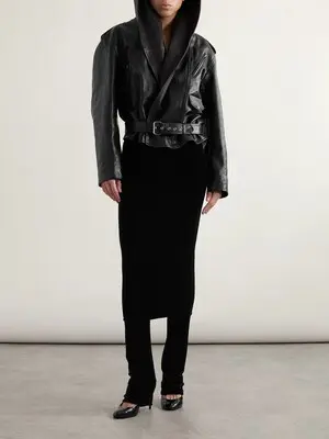 Alaïa Layered Stretch-velvet Straight-leg Pants