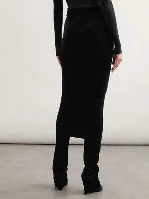 Alaïa Layered Stretch-velvet Straight-leg Pants