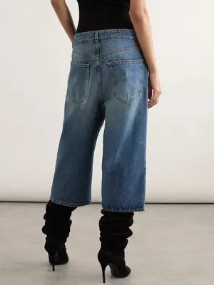 Alaïa Jersey-trimmed Denim Shorts