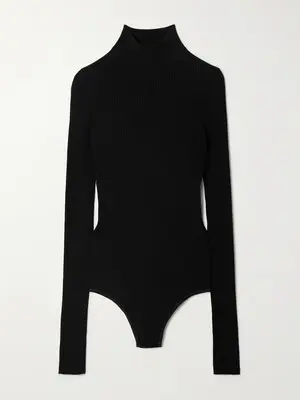Alaïa Ribbed-knit Turtleneck Bodysuit - Black