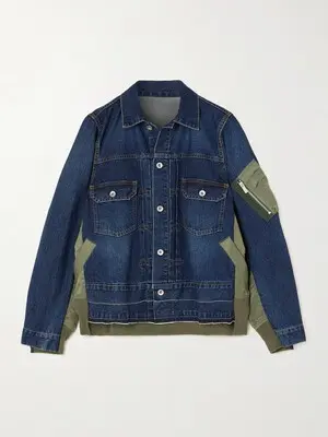 Sacai Paneled Denim And Shell Jacket