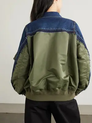 Sacai Paneled Denim And Shell Jacket
