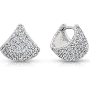 Ettika Pavé Fan Huggie Hoop Earrings - Silver