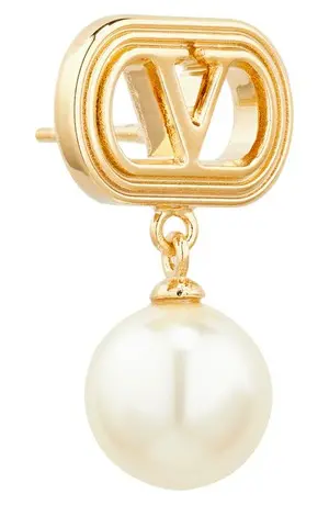 Valentino Garavani Vlogo Faux Pearl Drop Earrings - Oro/cream