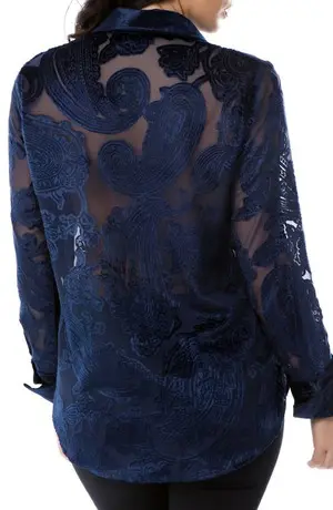 APNY Burnout Velvet Button-up Shirt
