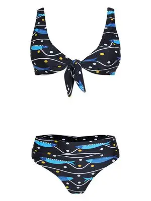 BRIGITTE Fish-print Two-piece Bikini Set