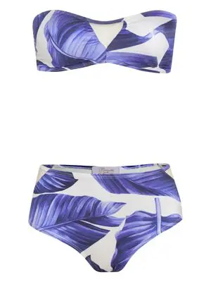 BRIGITTE Leaf-print Bikini Set - Purple