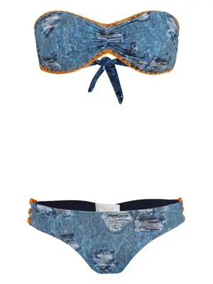 BRIGITTE Denim-print Bikini Set - Blue