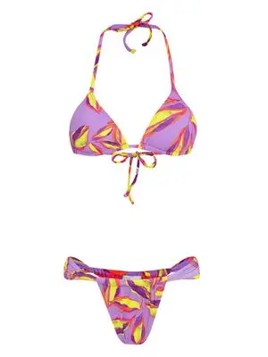 BRIGITTE Leaf-print Bikini Set - Purple