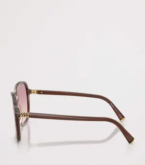 Miu Miu Acetate Oversized Sunglasses - Brown