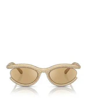 SWAROVSKI Swarovski Oval Embellished Sunglasses Gold
