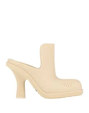 Burberry Rubber Mules With Appliqués And Block Heel - Beige